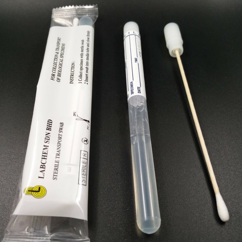 Transport Medium Swab, Stuart, wooden stick + cotton tip - Labchem Catalog