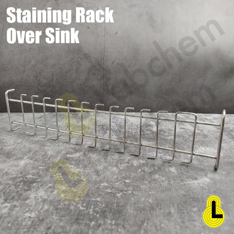 Staining rack, stainless steel, for staining 12 slides over sink ...