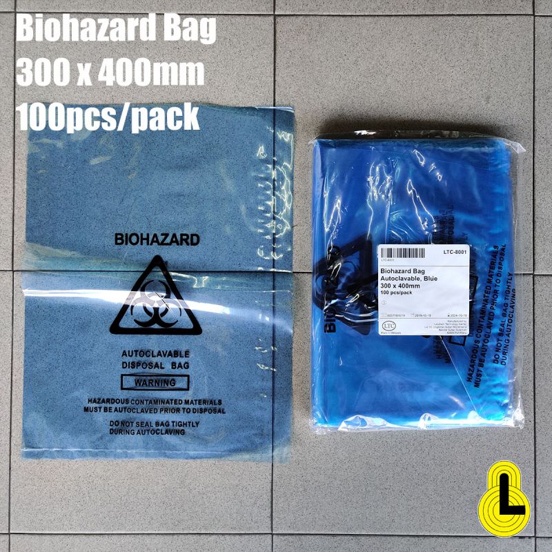 Biohazard bag, autoclavable, blue - Labchem Catalog