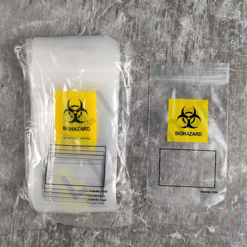 Biohazard specimen zip-bag, single pocket - Labchem Catalog