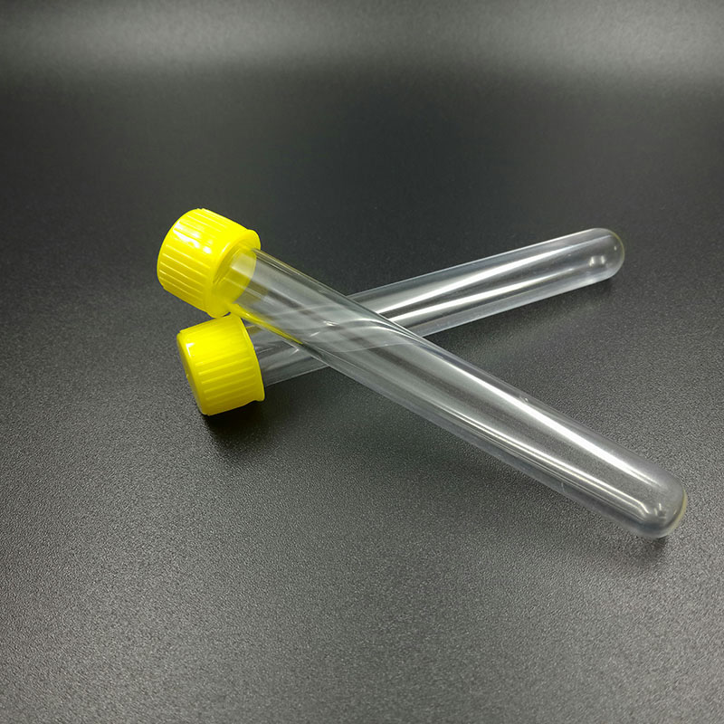 Test Tube, polystyrene, with pe yellow screw cap, 7ml, 13x100mm ...